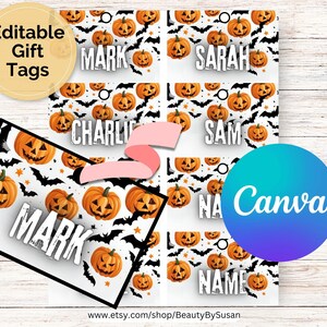 Editable Halloween Gift Tags | Personalized Gift Tags | Pumpkin and ...