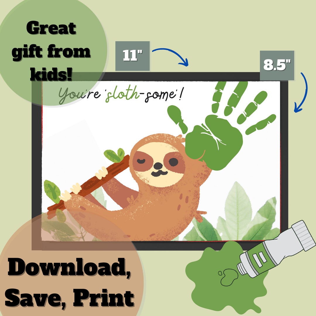 Kid Handprint Baby Handprint Sloth Hanging From Branch Gift From Kid ...