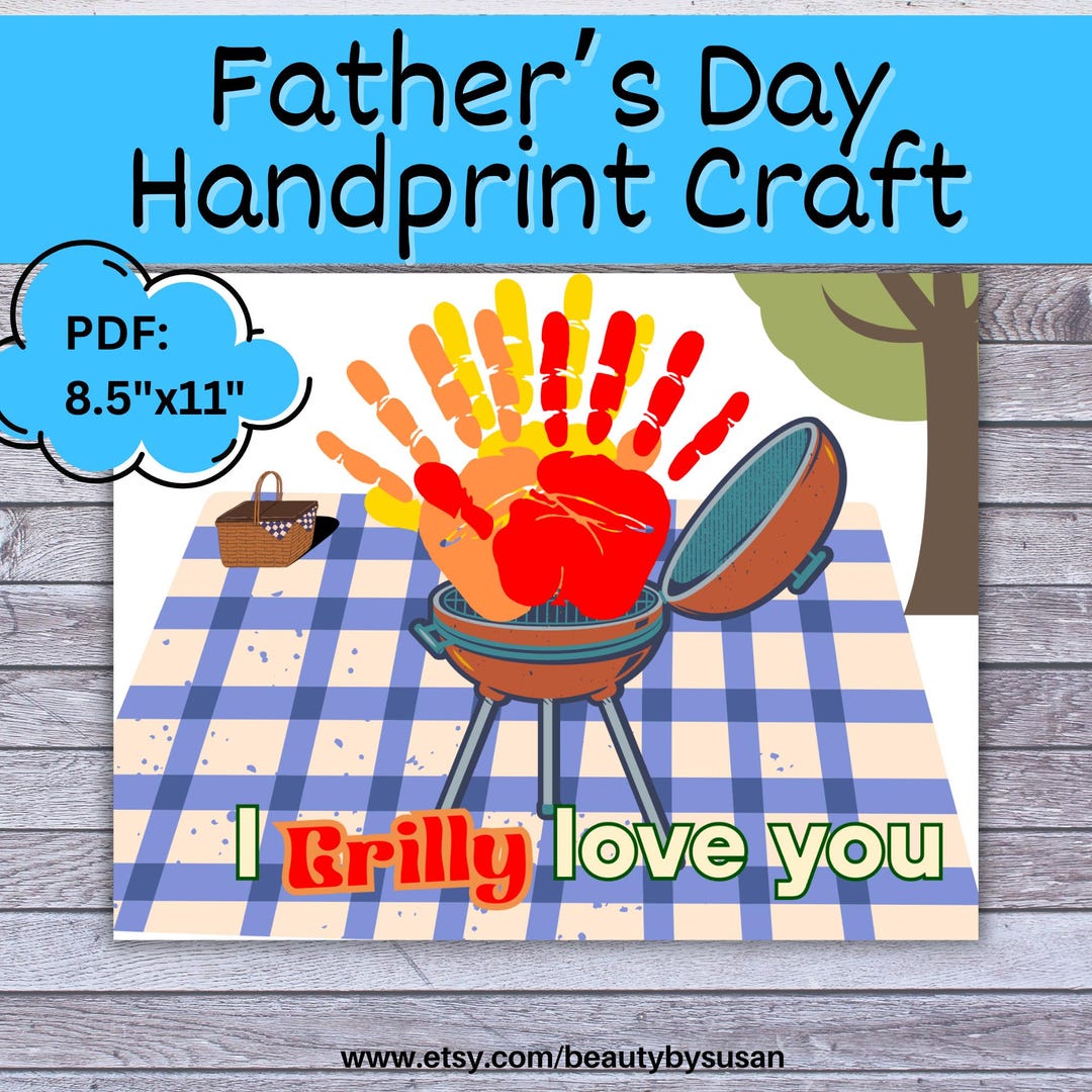 Grill Handprint Craft Printable | Kids Art - Nursery, Fridge | Father's ...