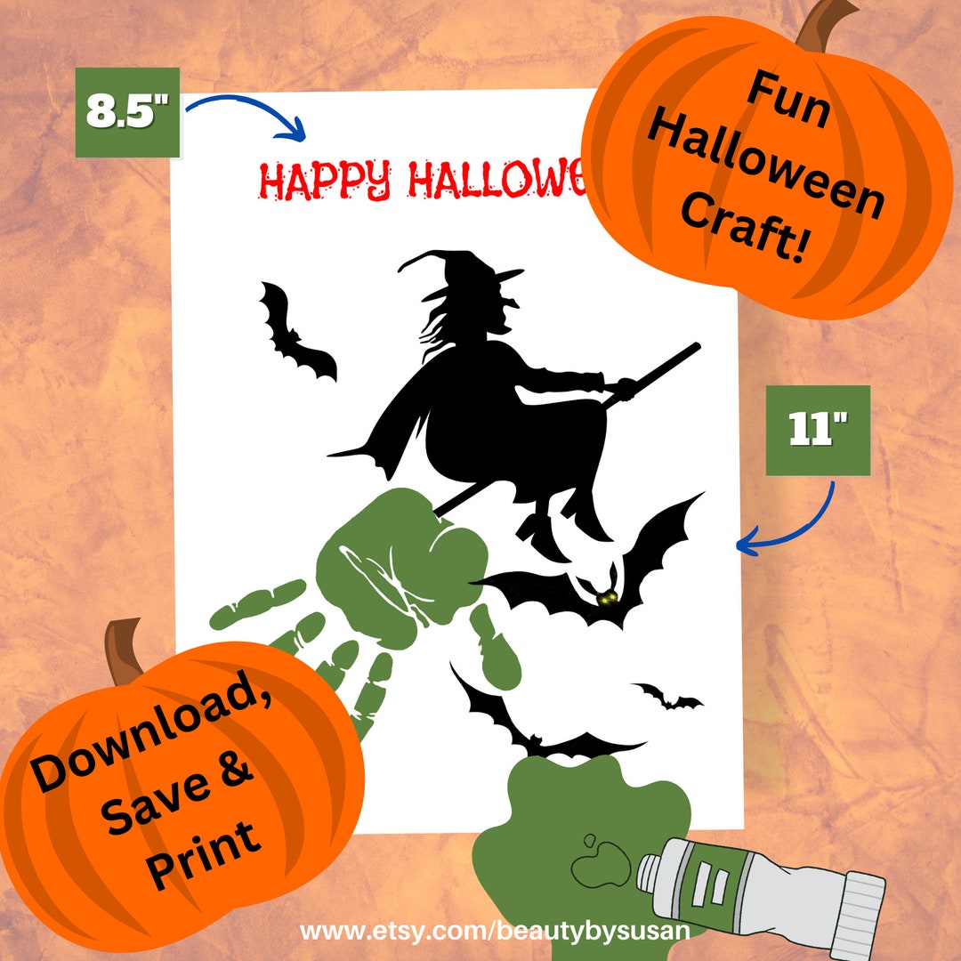 Halloween Witch Handprint Keepsake Art: DIY Baby Art, Personalized ...