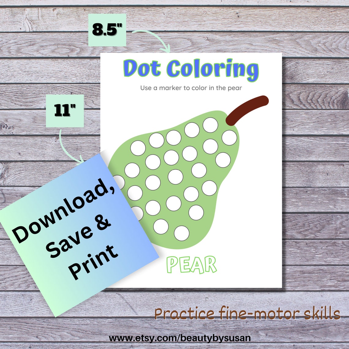 Fruit Dot Marker Coloring Pages: Early Learning (digital Download) - Etsy