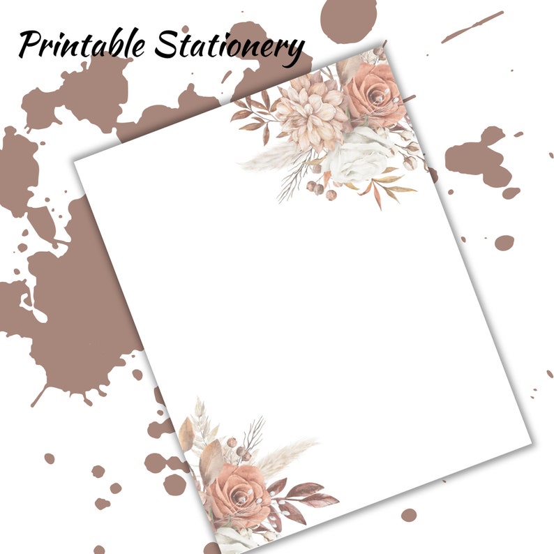 Printable Stationery Lined Paper, Floral, Stationery Set, Letter ...