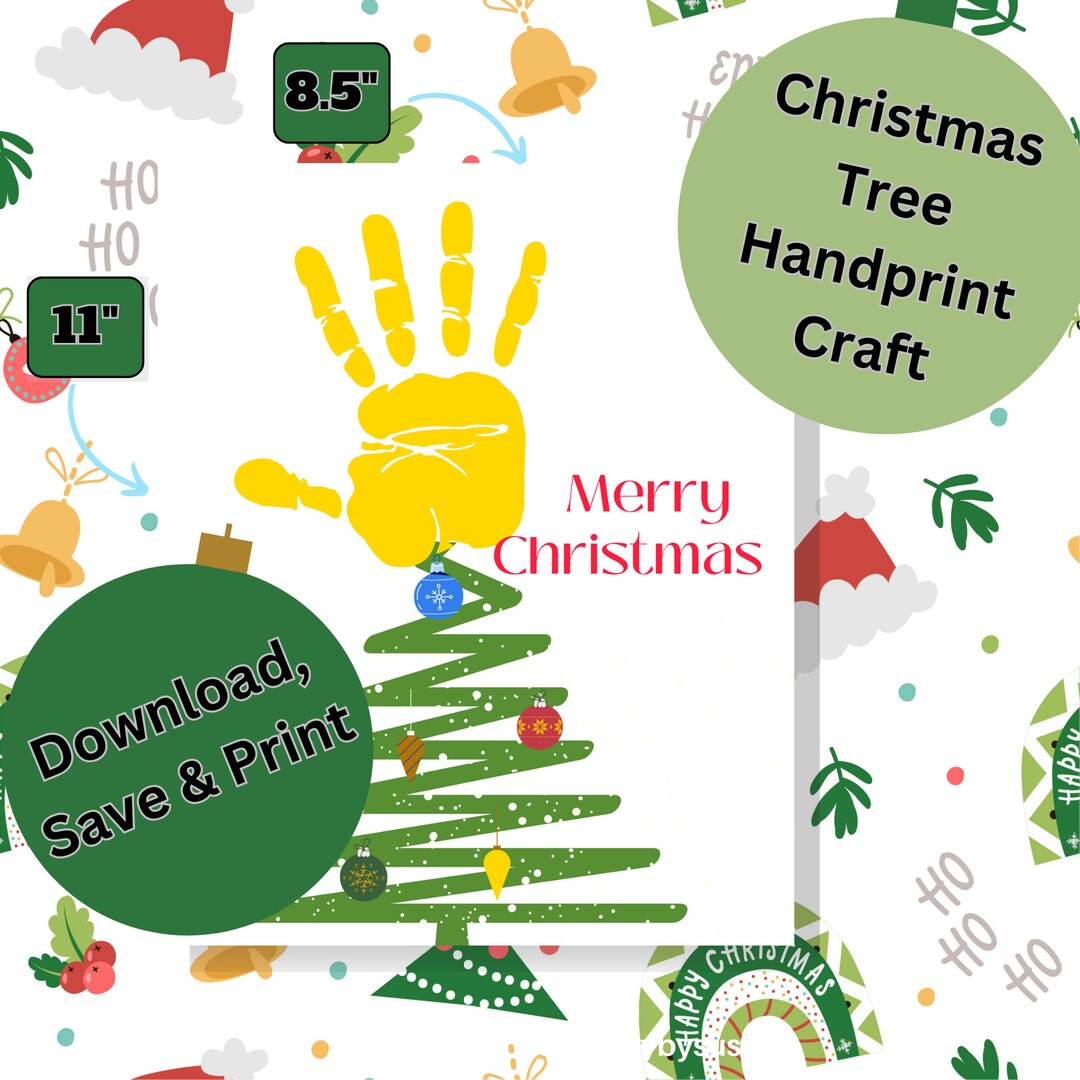Christmas Tree Handprint Keepsake Art: DIY Baby Art, Personalized ...