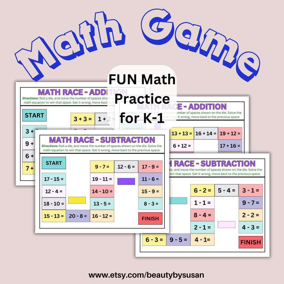 Printable Math Board Games for Kids – Fun Addition & Subtraction Games ...