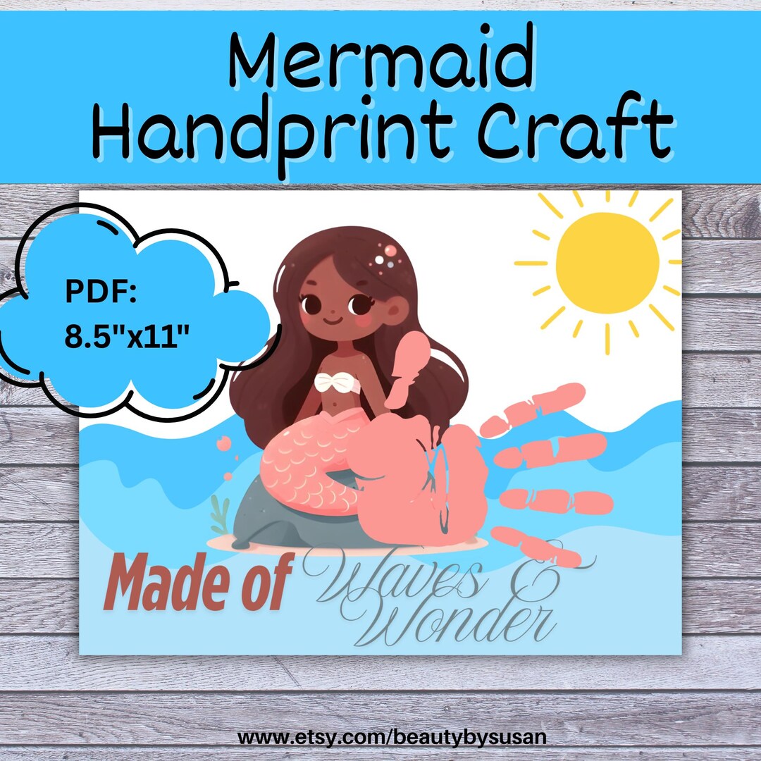 Mermaid Handprint Craft Printable | Kids DIY Art - Nursery or Fridge ...