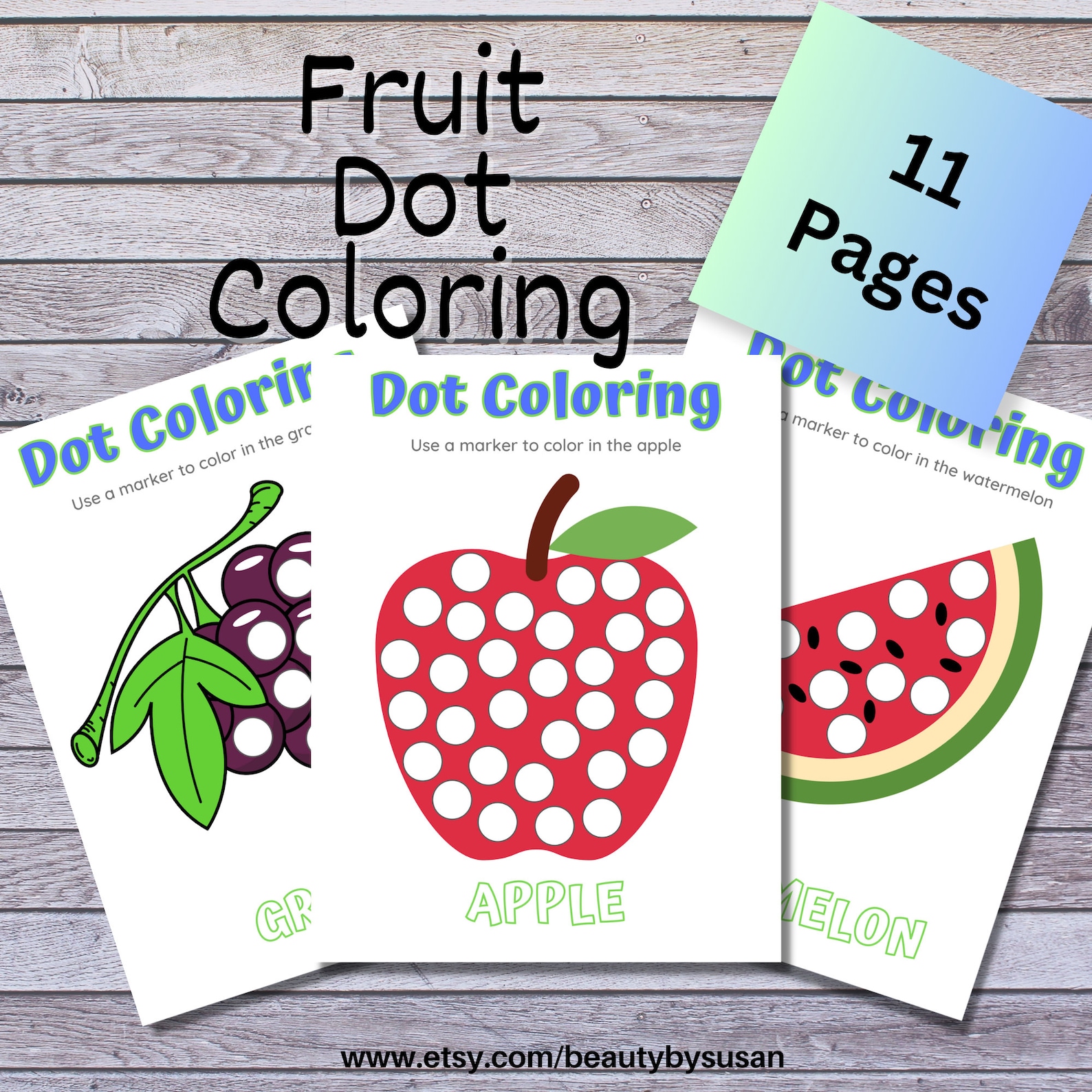 Fruit Dot Marker Coloring Pages: Early Learning (digital Download) - Etsy