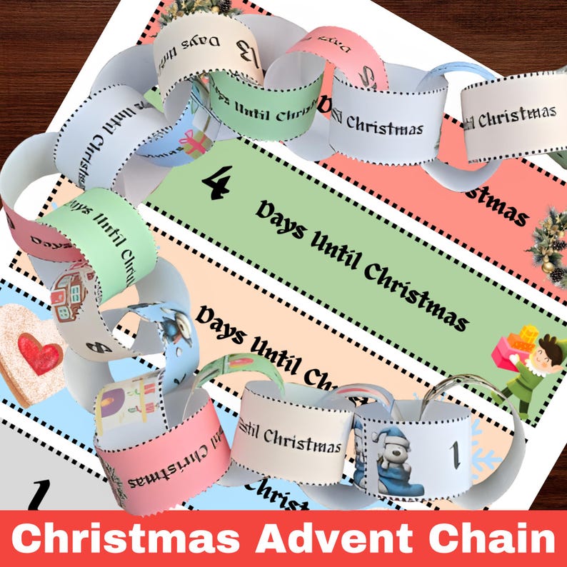 Christmas Countdown Paper Chain Printable • Kids Holiday Activity ...