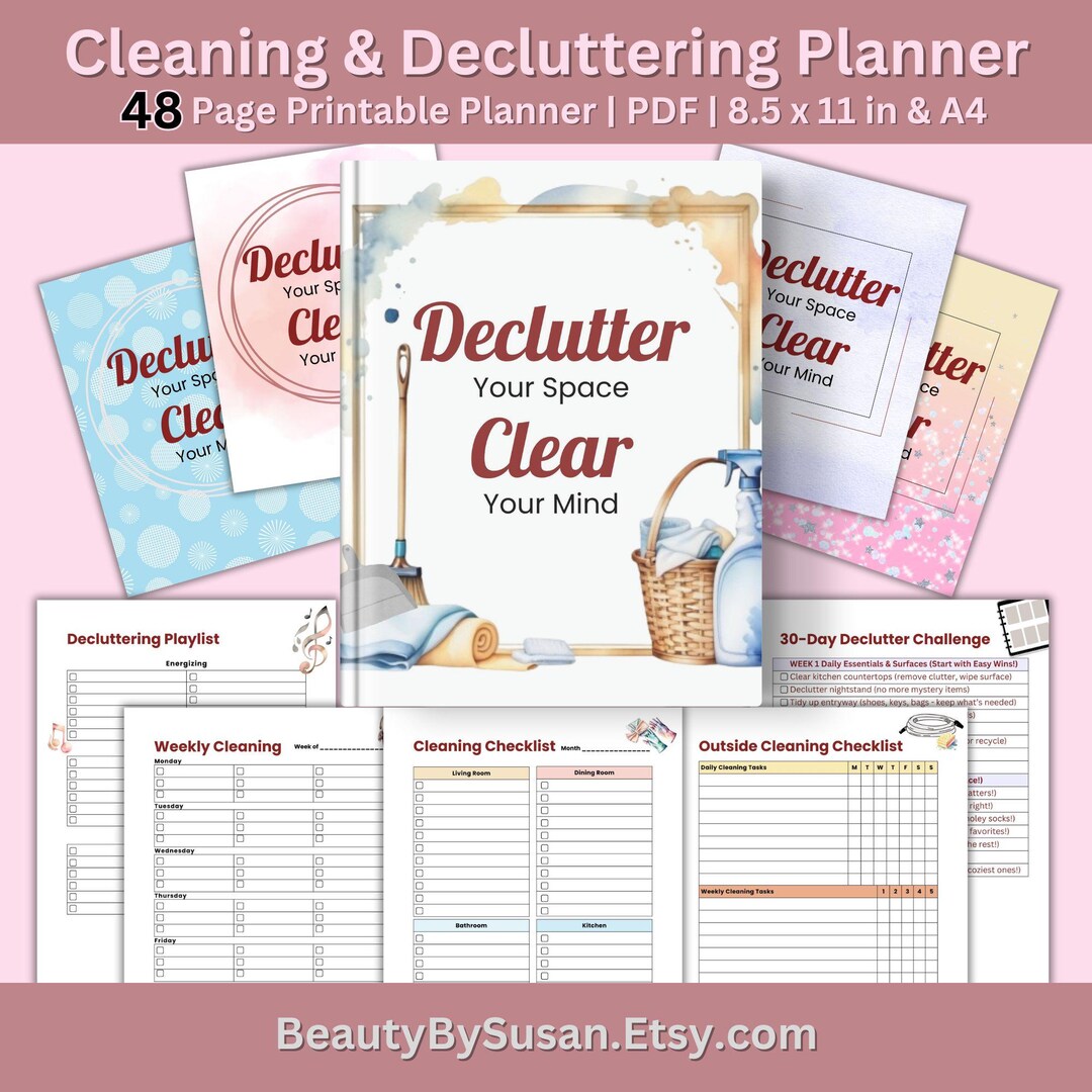 Printable Cleaning & Decluttering Planner Home Organization Binder ...