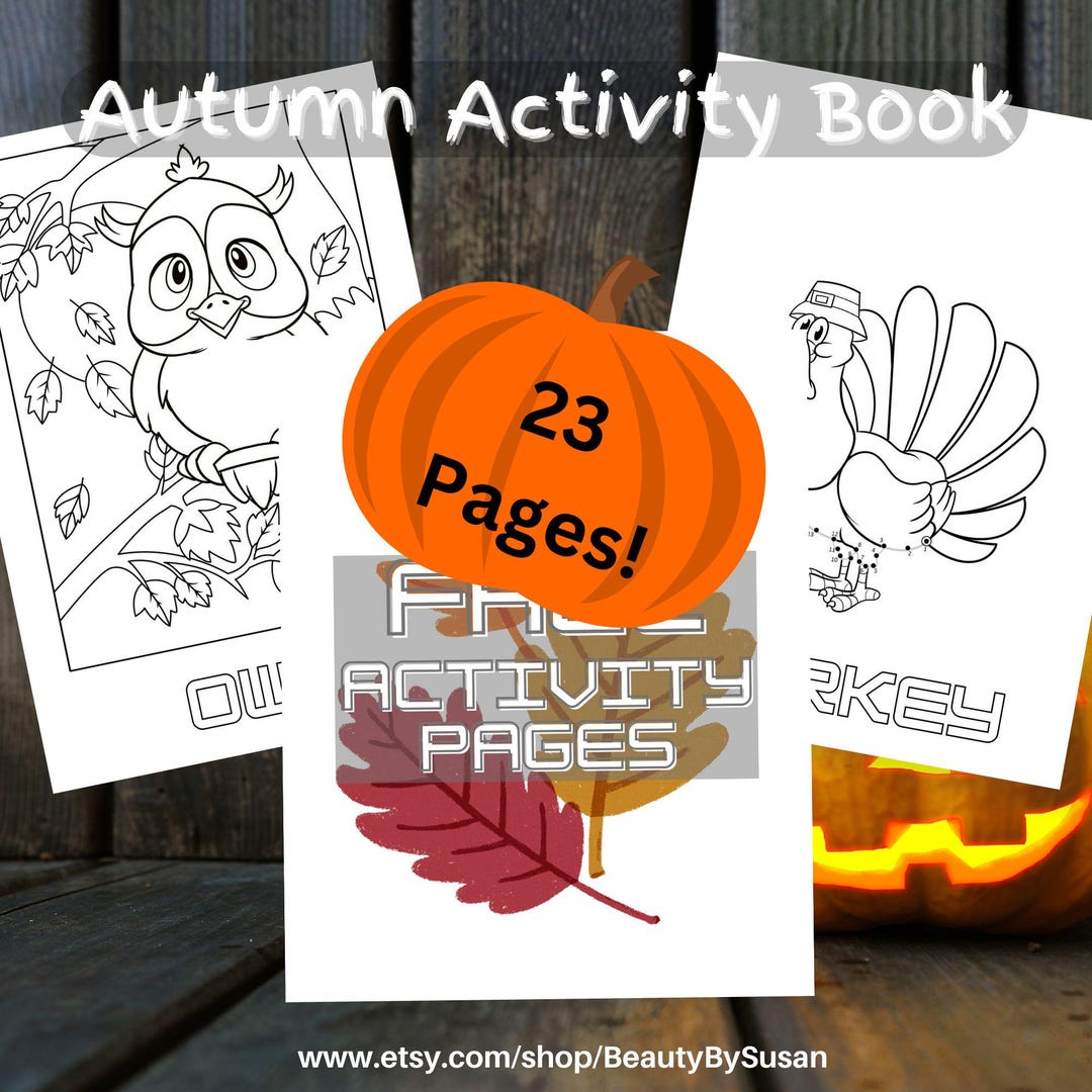 Printable Autumn Activity Book: Screen-free Coloring Pages (digital ...