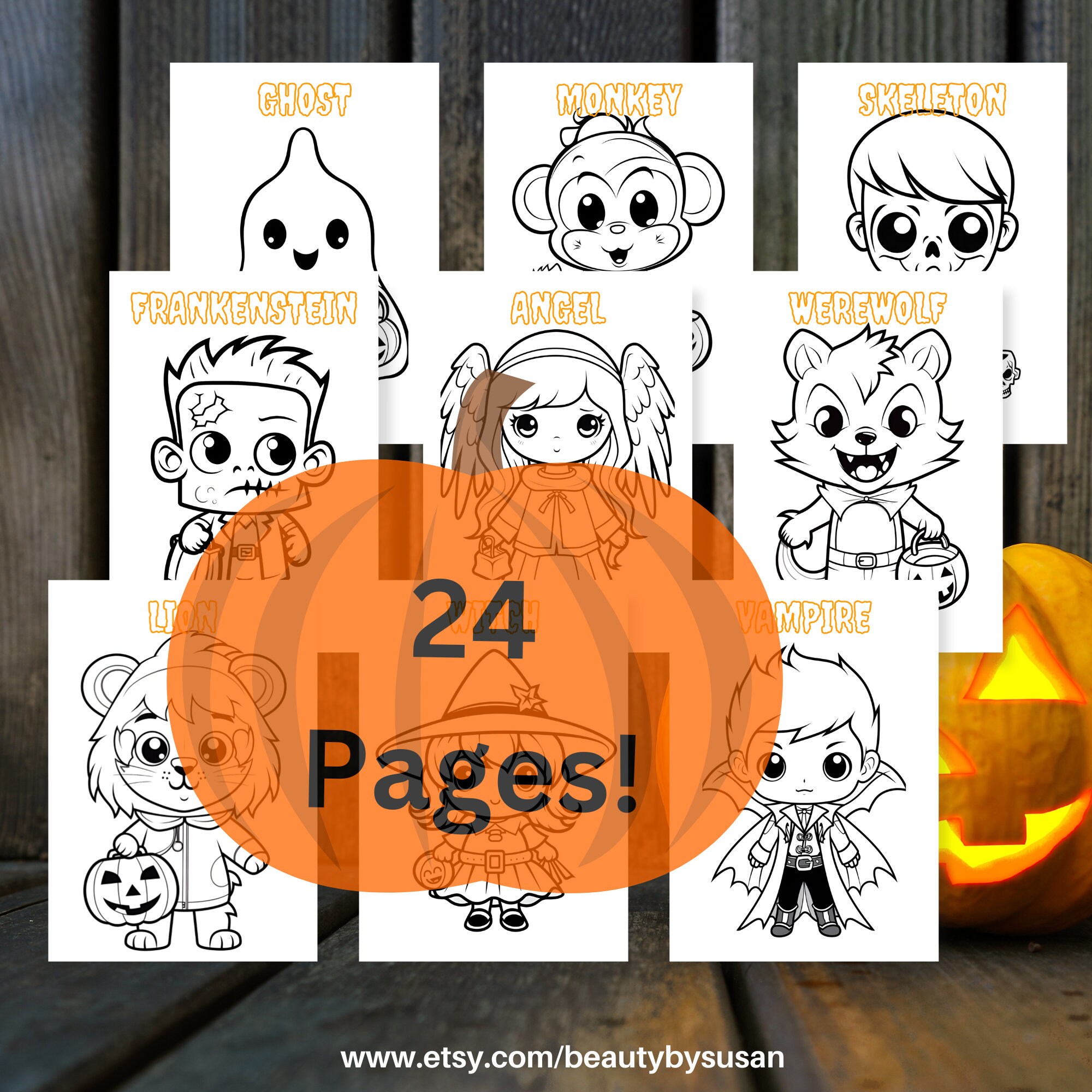 Halloween Coloring Pages for Kids | Halloween Character Coloring Book ...
