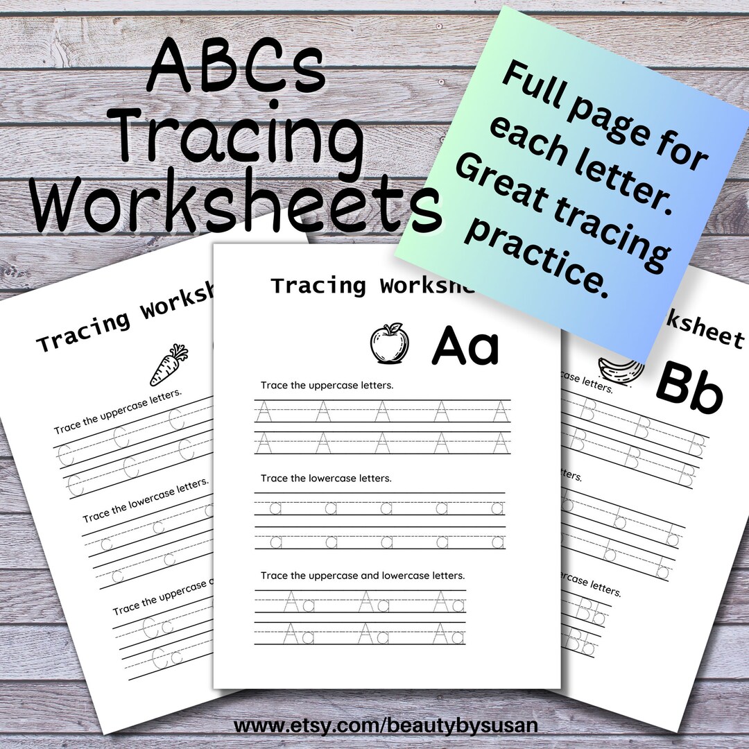 ABC Tracing Worksheets Alphabet Tracing Children's Tracing Worksheets ...