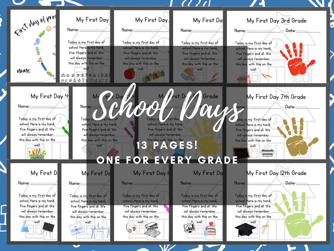 First Day of School Handprint Art - All Grades Keepsake (digital ...