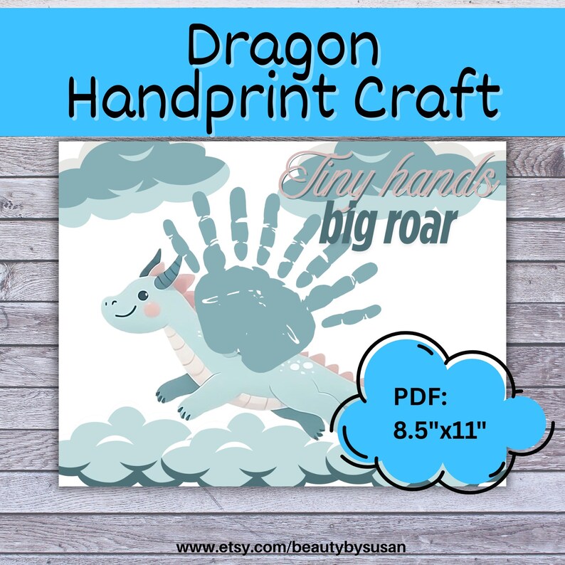Dragon Handprint Craft Printable | Kids DIY Art-nursery or Fridge ...