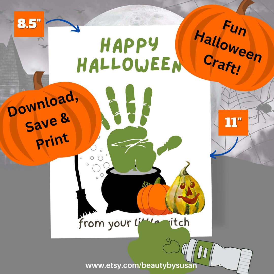 Halloween Witch's Cauldron Handprint Keepsake Art: DIY Baby Art ...