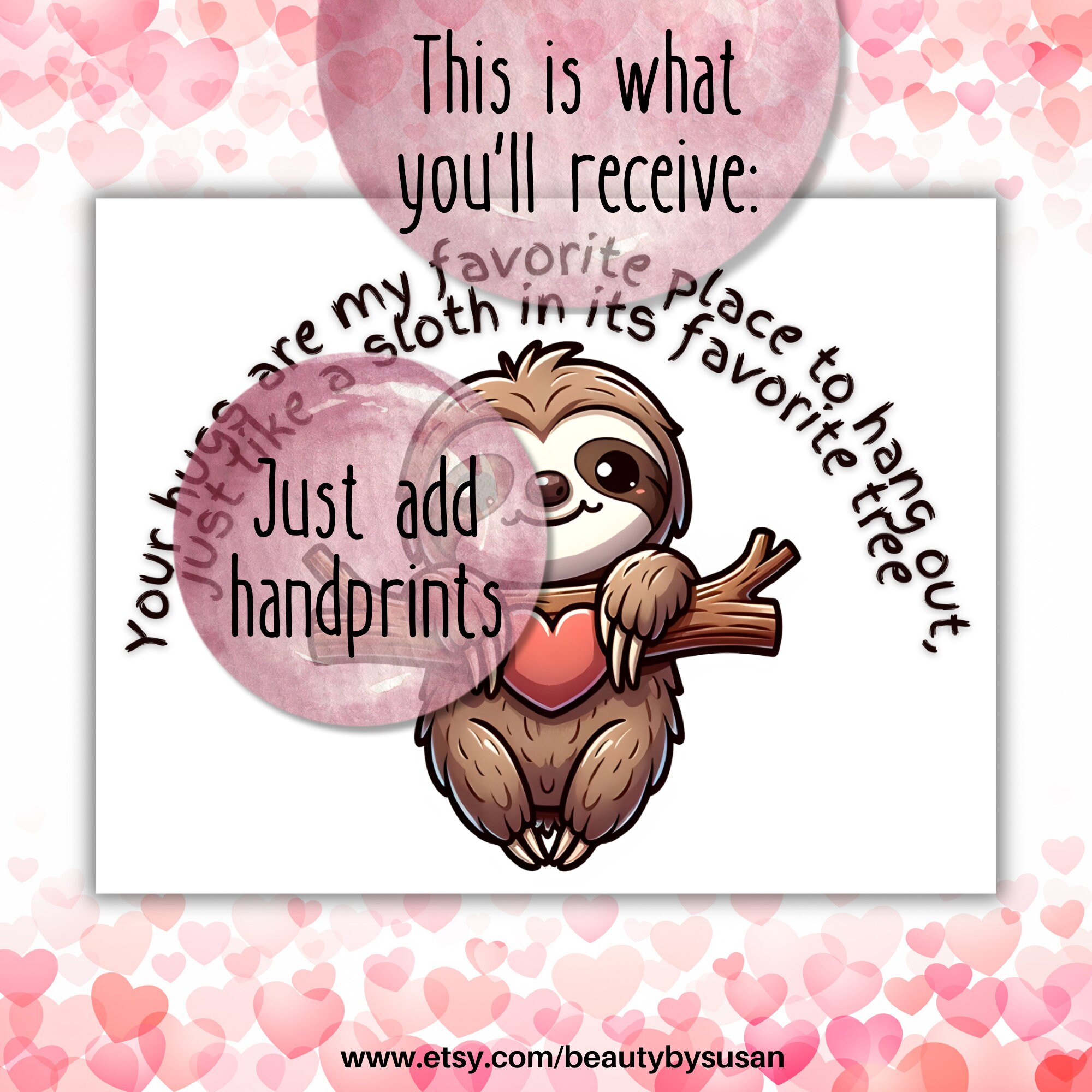 Valentine's Day Kid Sloth Handprint Craft Valentine's Gift for Parents ...