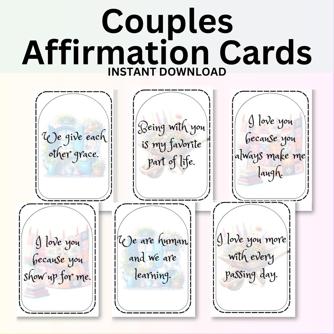 Cozy Couple's Affirmation Cards: Farmhouse Love Notes (digital Download ...