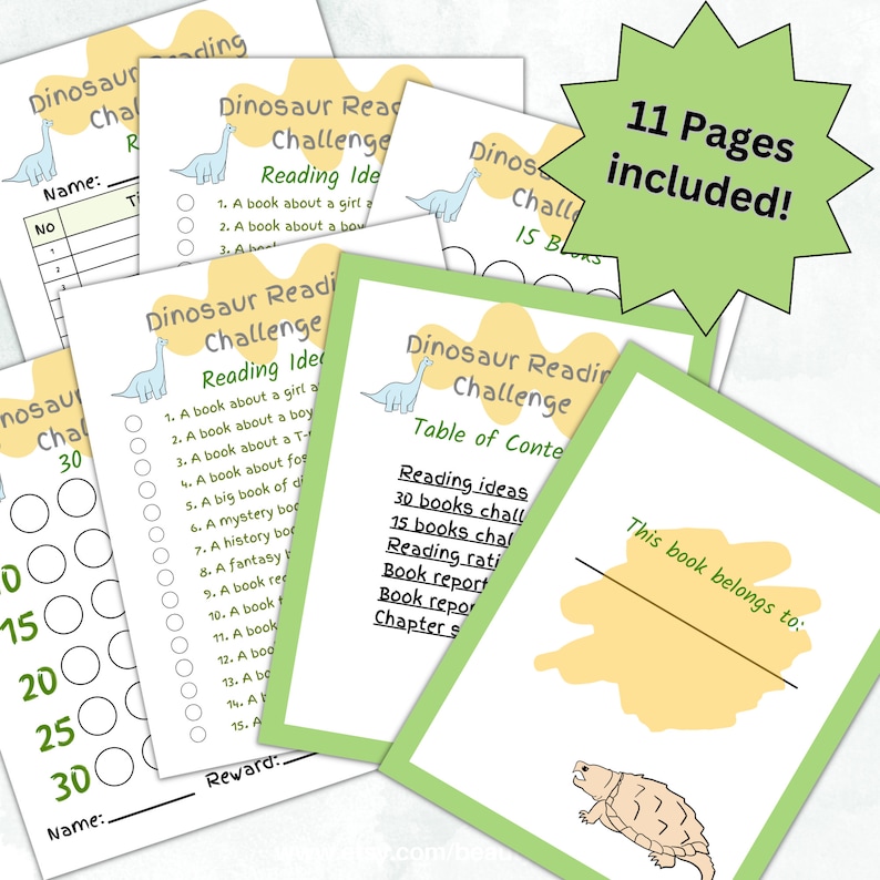 Dinosaur Reading Challenge Journal for Kids (digital Download) - Etsy
