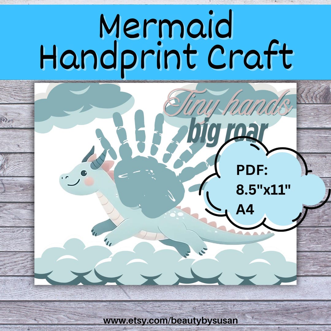 Dragon Handprint Craft Printable | Kids DIY Art-nursery or Fridge ...