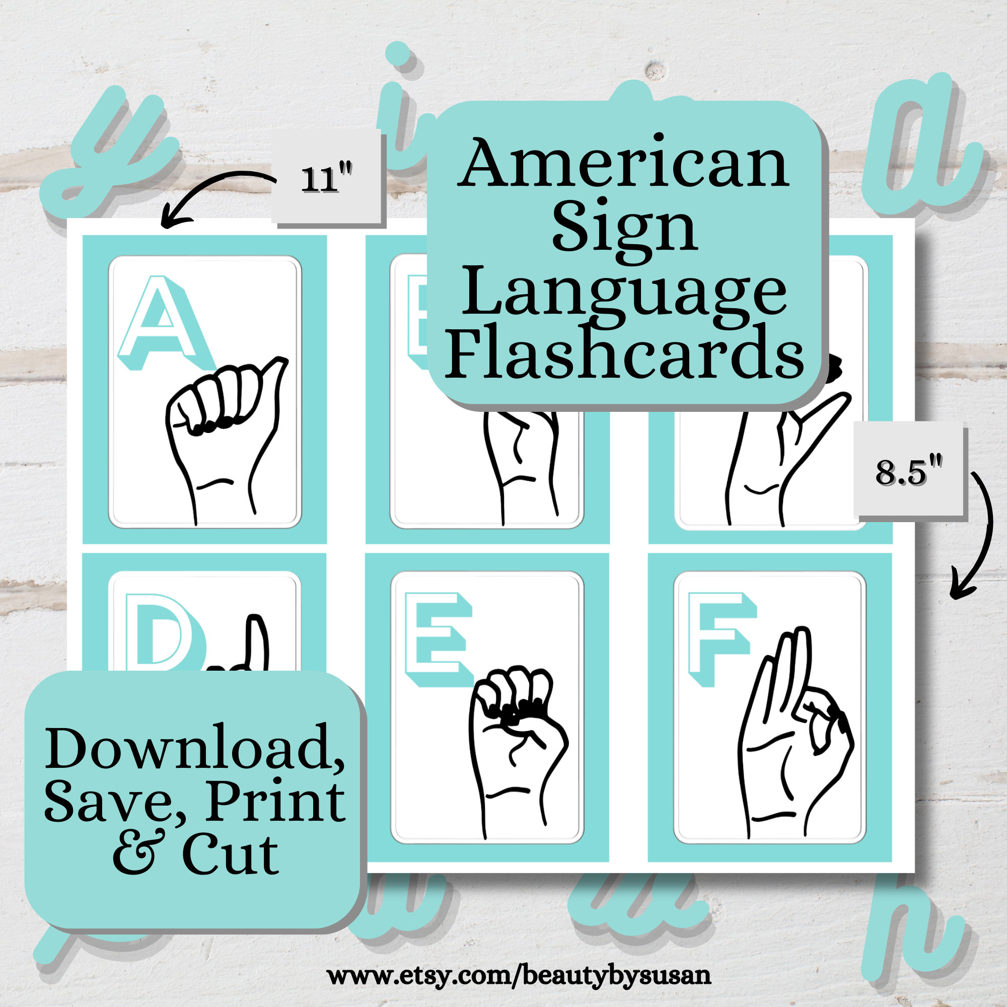 ASL Flashcards: Learn Sign Language Alphabet & Numbers (digital ...