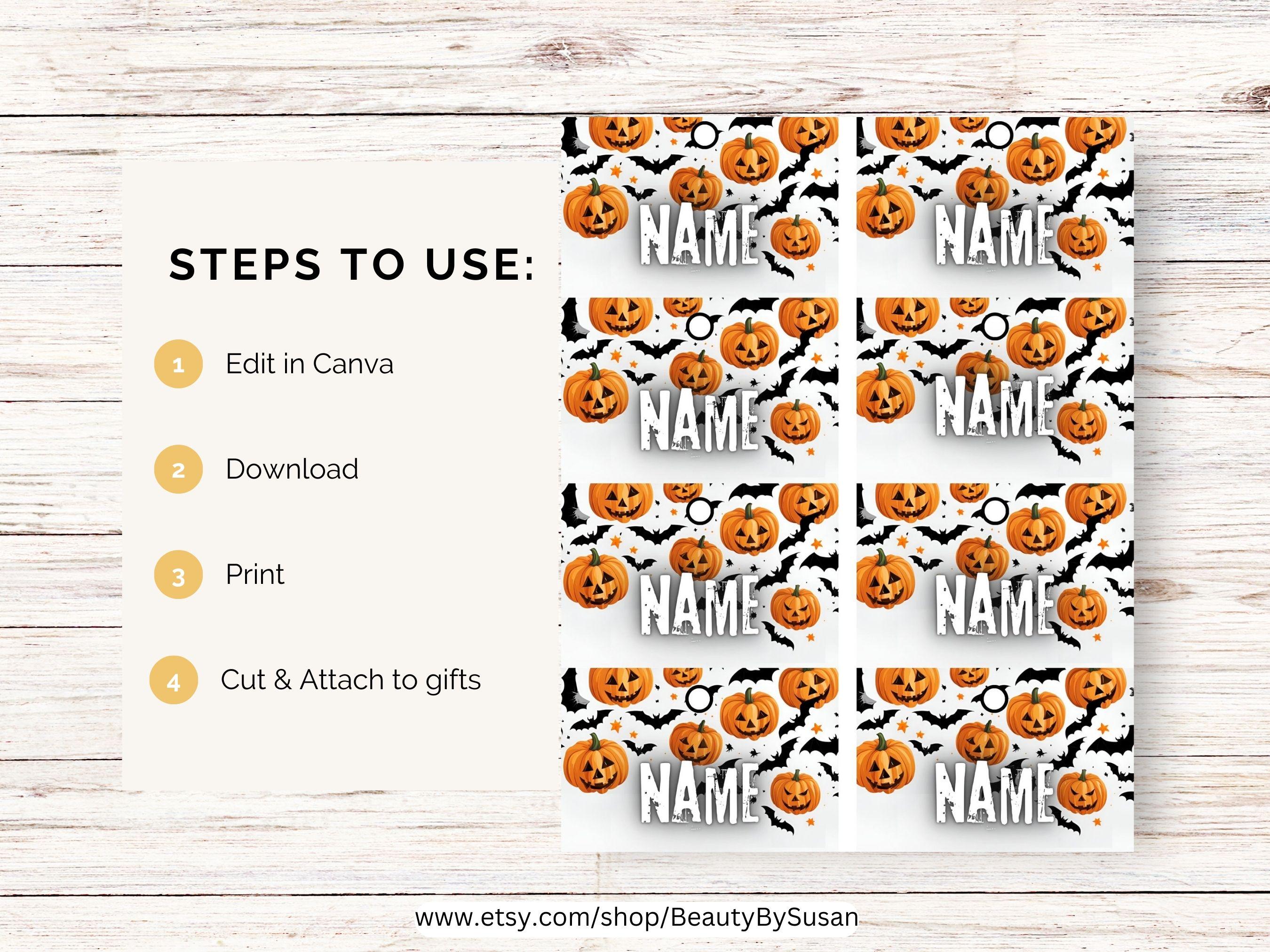 Editable Halloween Gift Tags | Personalized Gift Tags | Pumpkin and ...
