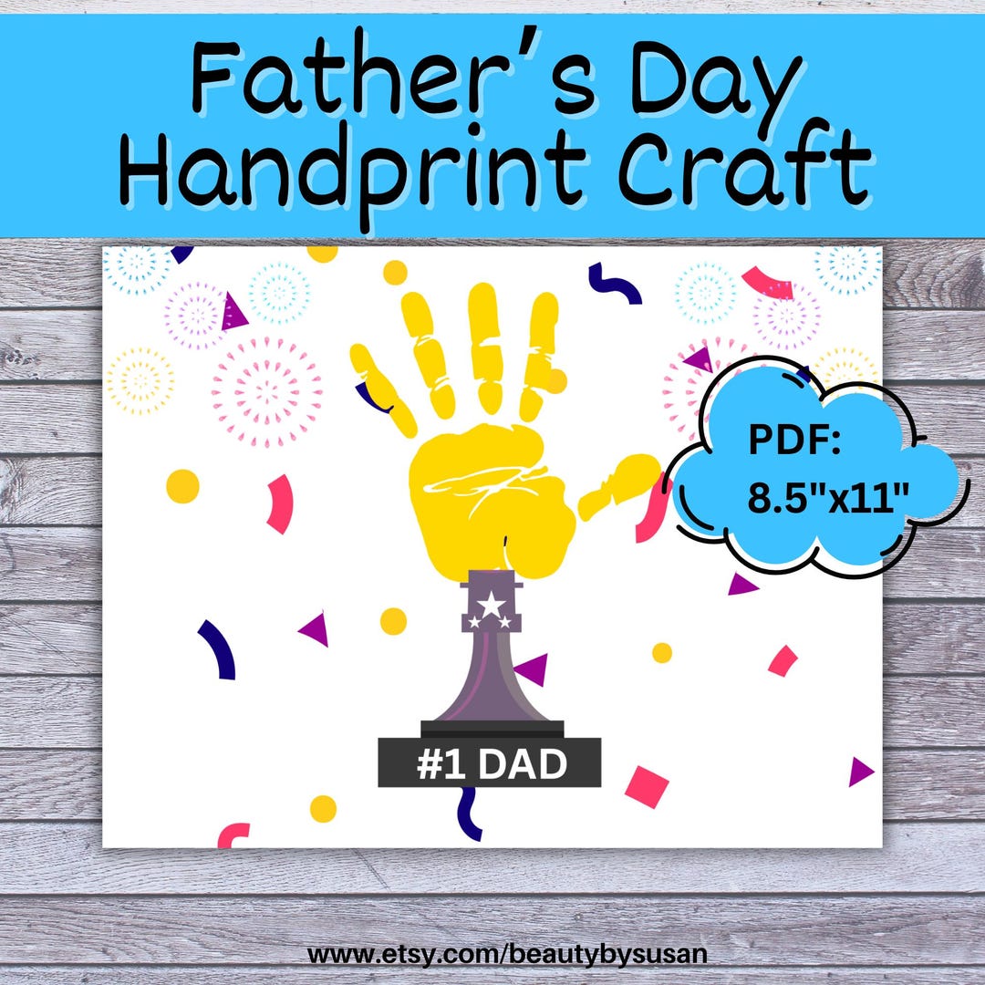 Trophy Handprint Craft Printable | Kids Art - Nursery, Fridge | Father ...