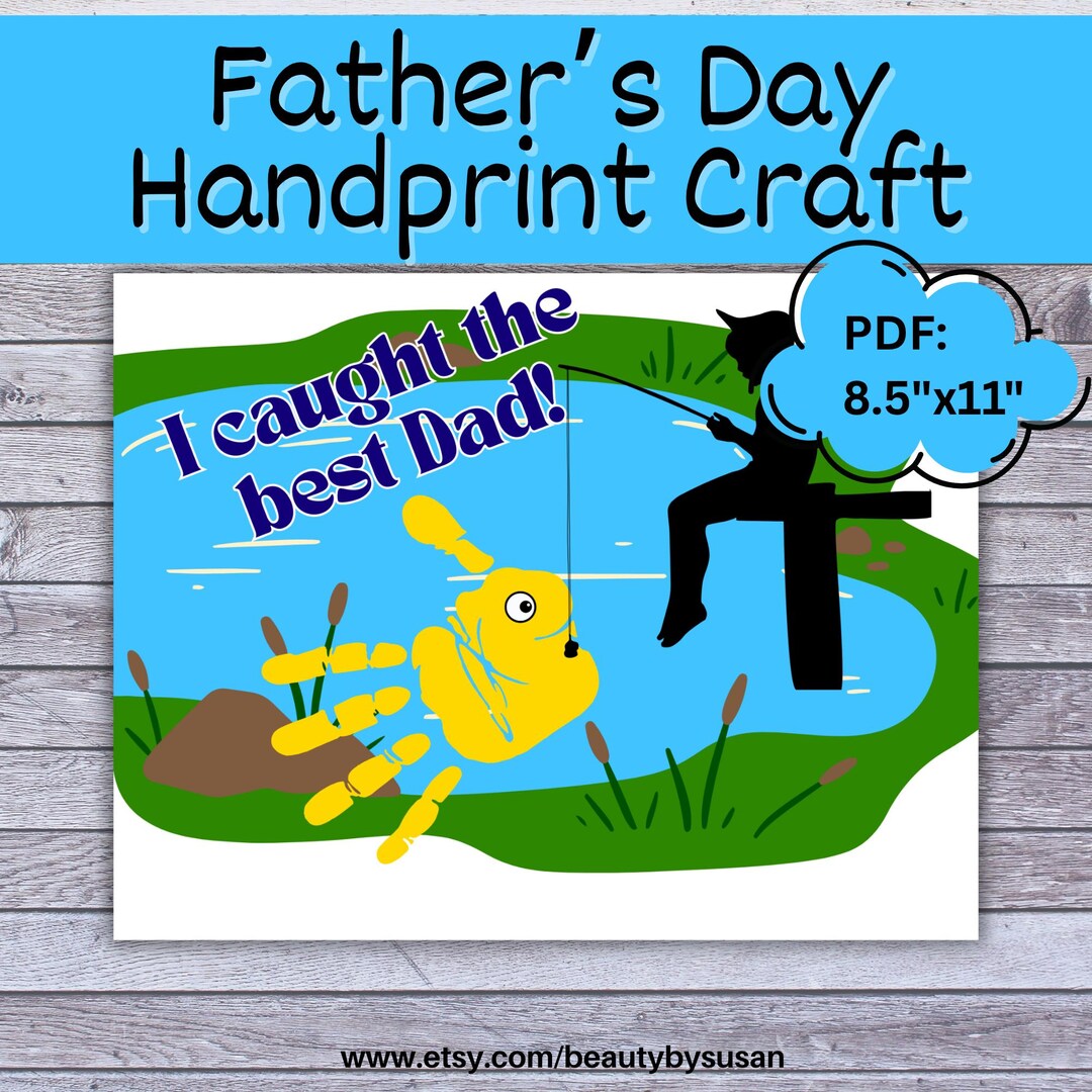 Fishing Handprint Art: Father's Day Keepsake (digital Download) - Etsy