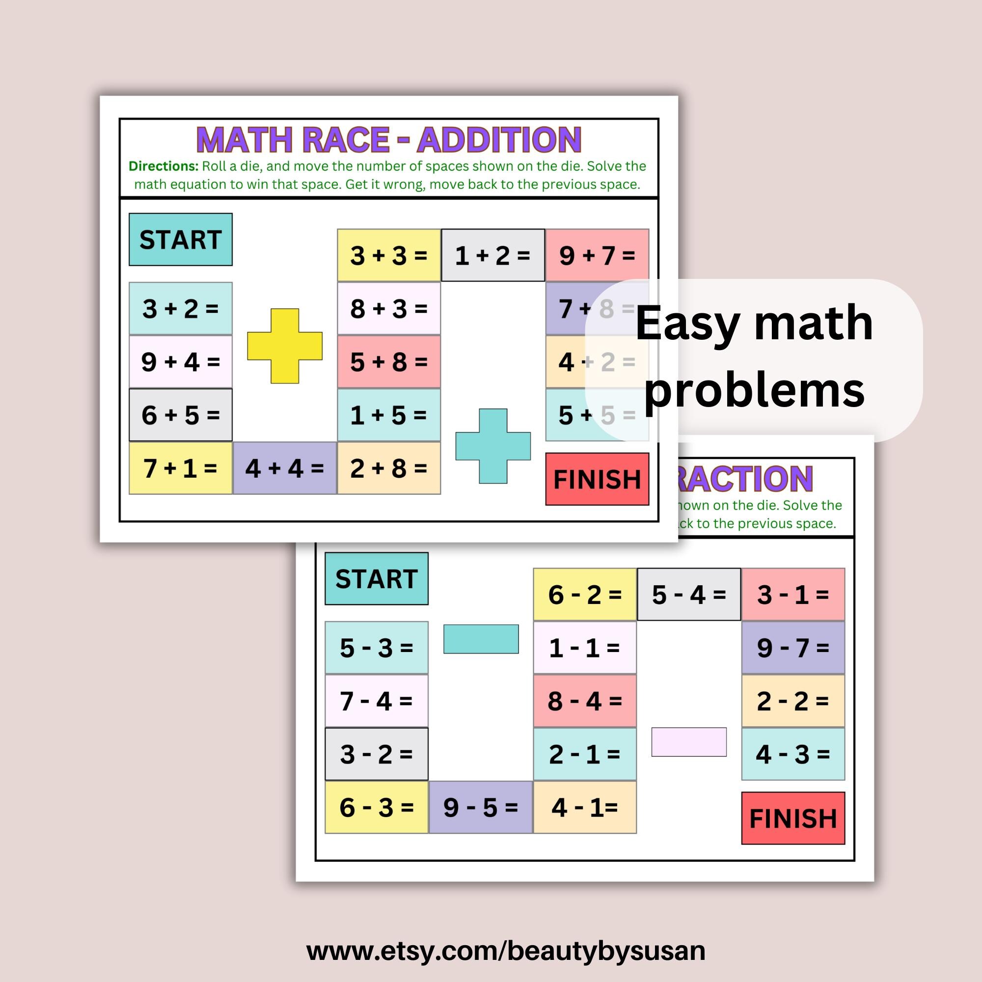 Printable Math Board Games for Kids – Fun Addition & Subtraction Games ...