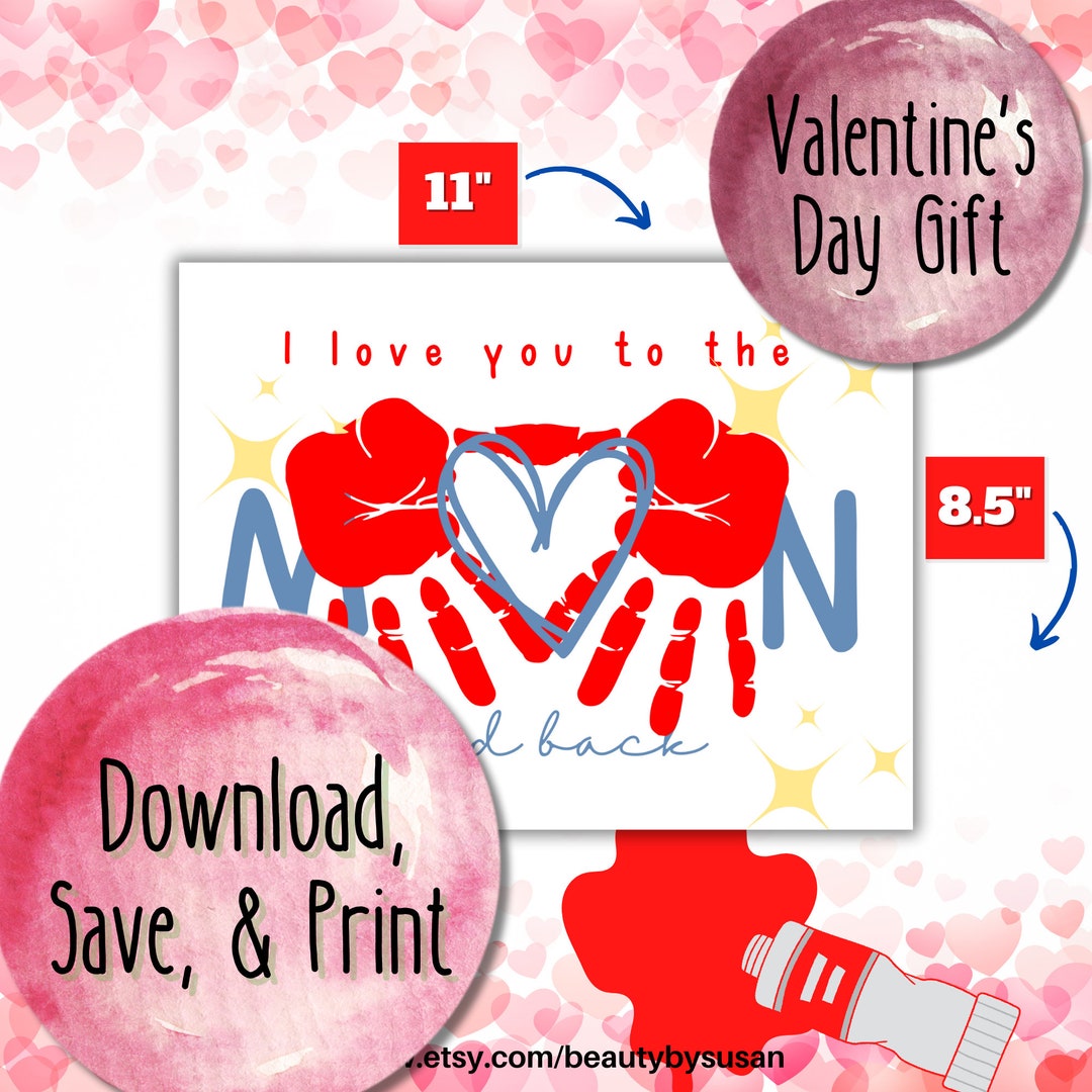 Valentine's Day Kid Moon Handprint Craft Valentine's Gift for Parents ...