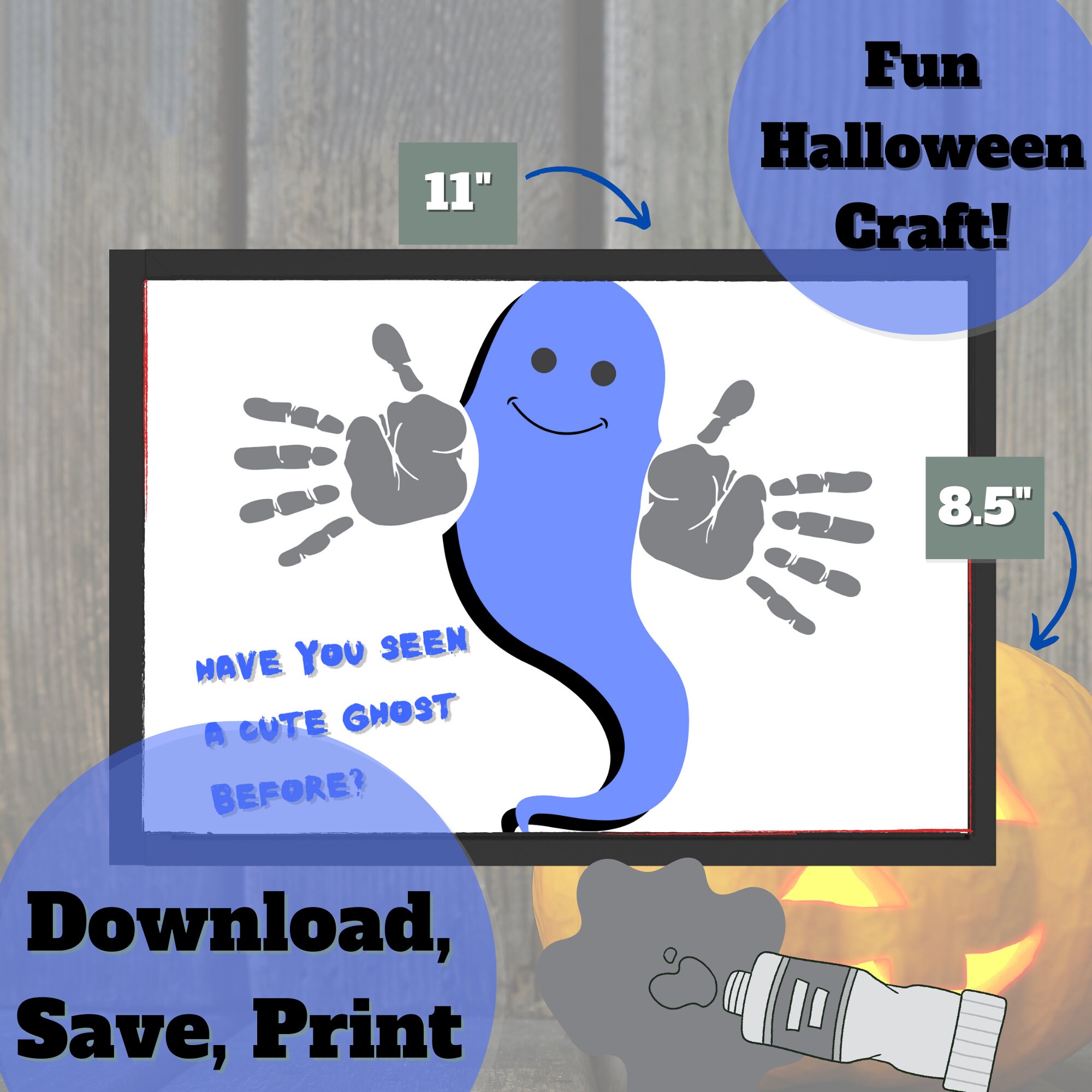 Halloween Ghost Handprint Keepsake Art: DIY Baby Art, Personalized ...