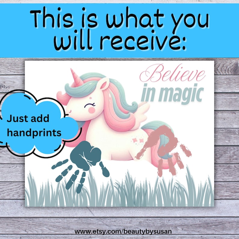 Unicorn Handprint Craft Printable | Kids DIY Art-nursery or Fridge ...