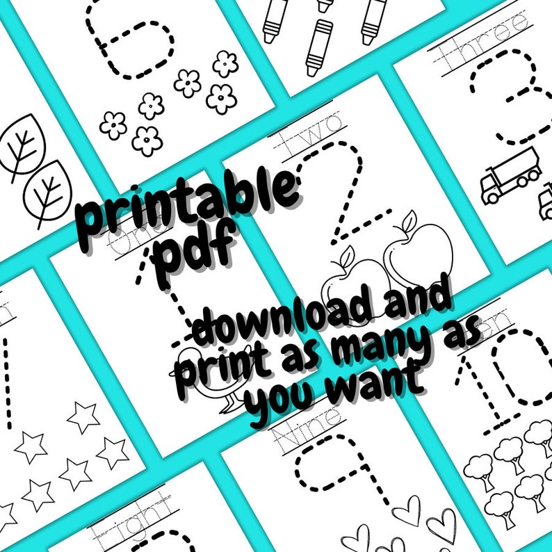 Number Tracing | Count to Ten | Trace Number Word Letters | Trace Numbers | Coloring | Printable ...