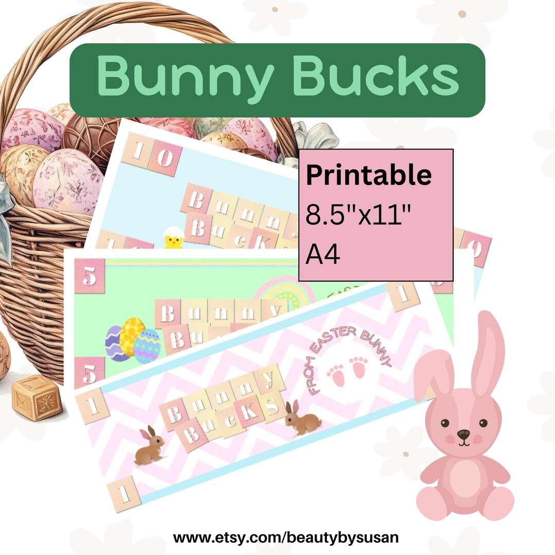Printable Easter Bunny Bucks: Reward Money for Kids (digital Download ...