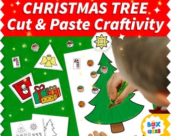Christmas Tree Cut & Paste Craft • Kids Activity (digital Download) - Etsy