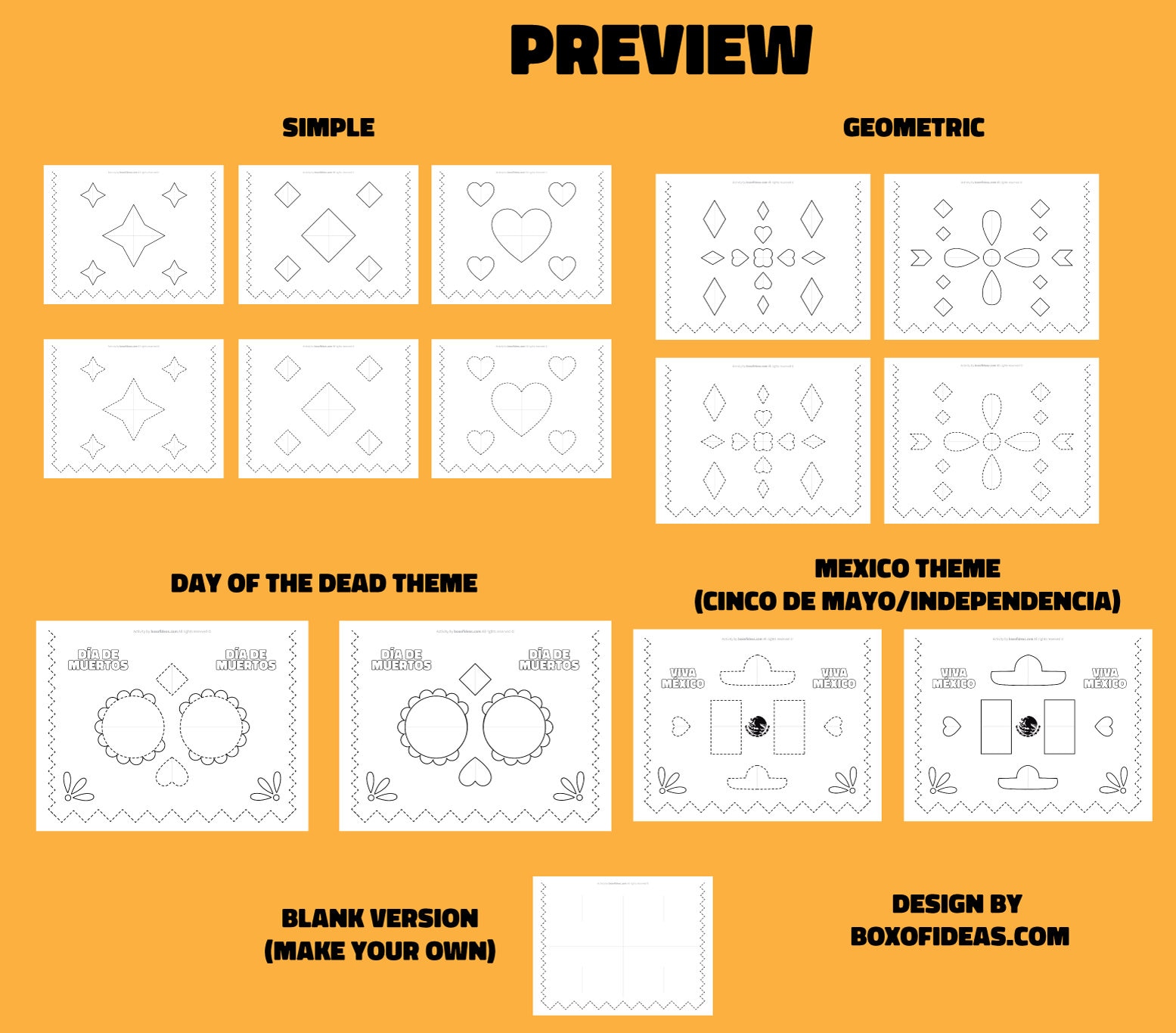 Papel Picado DIY Template Cinco De Mayo Decor DIY Traditional Mexican ...