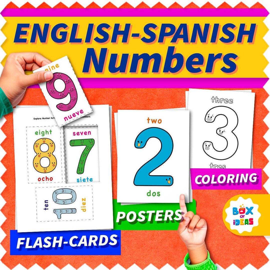 English-spanish Number Posters, Flash-cards and Coloring Pages ...