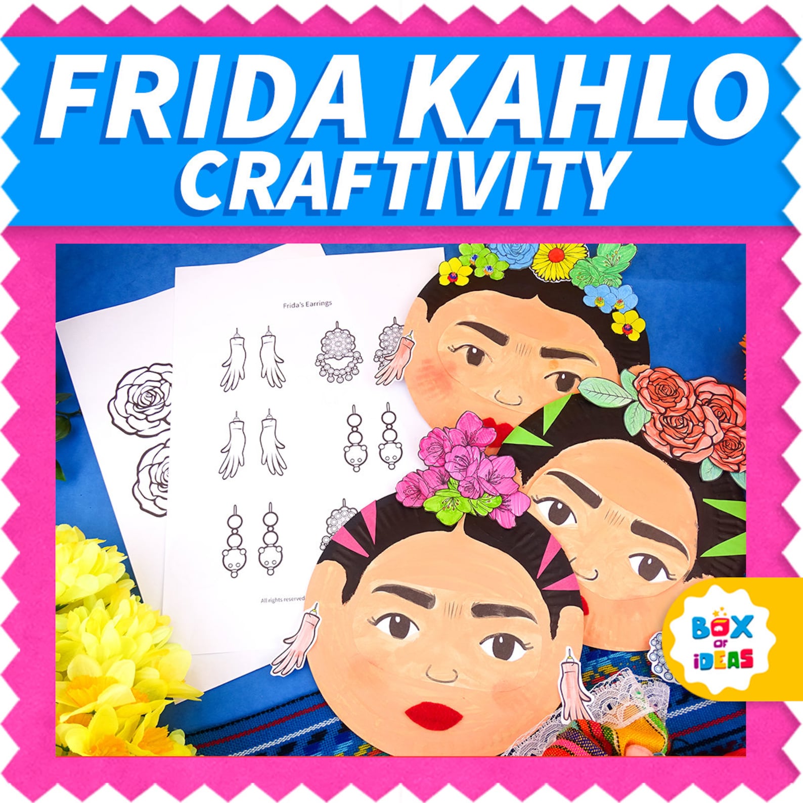 Frida Kahlo Art Activity for Kids • DIY Home Decor Kit • Mexican Arts ...