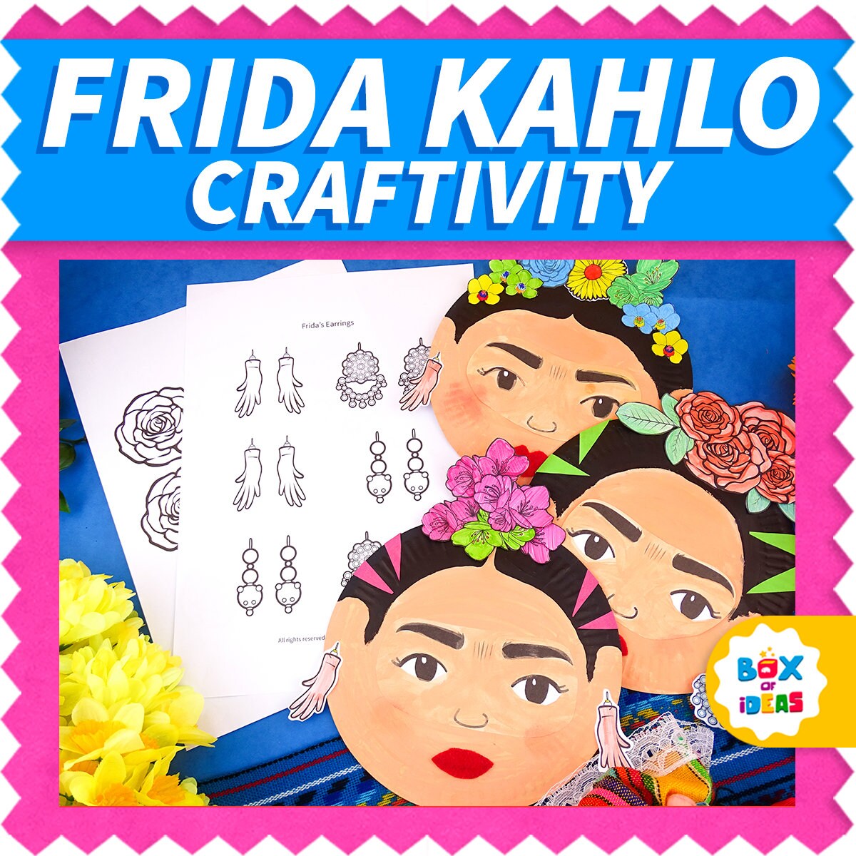 Frida Kahlo Art Activity for Kids • DIY Home Decor Kit • Mexican Arts ...