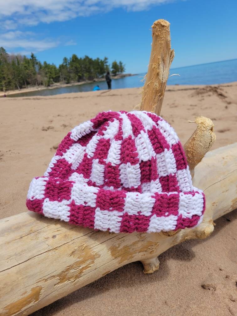Crochet Checkered Hat - Etsy