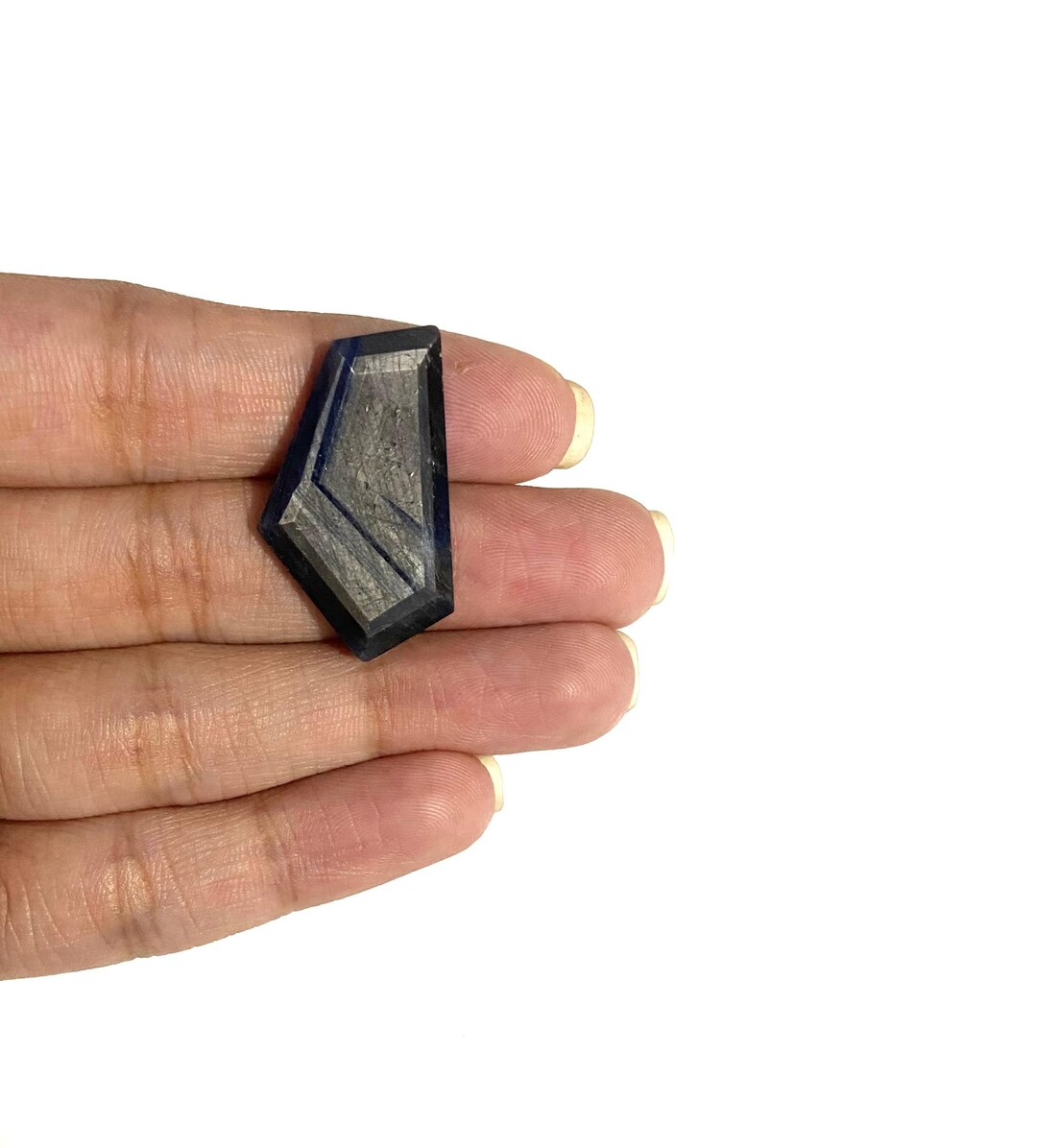 Natural Blue Sheen Sapphire Slice: 21 Cts Step Cut Gemstone - Etsy