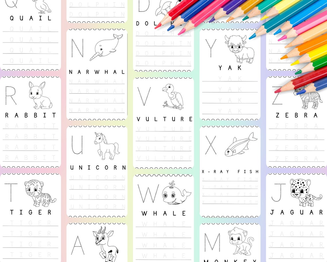 Printable Educational Coloring A4 Pages Tracing and Spelling Learning ...