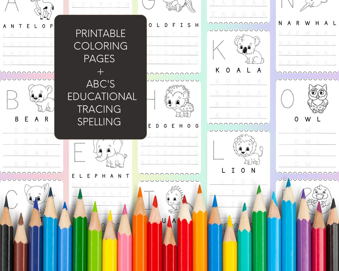 Printable Educational Coloring A4 Pages Tracing and Spelling Learning ...