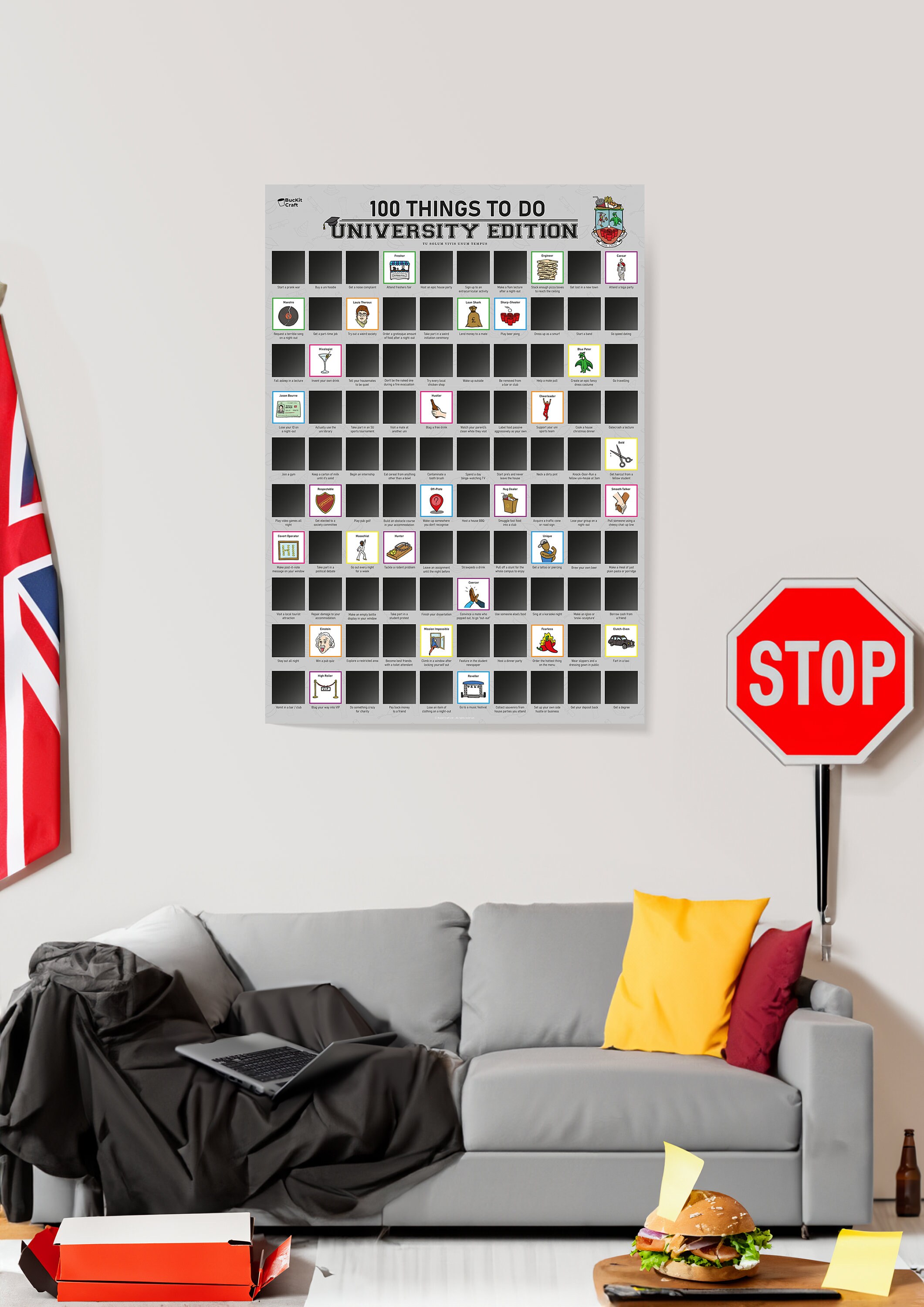 University Bucket List - A2 Scratch Poster | 100 Things to Do Before ...