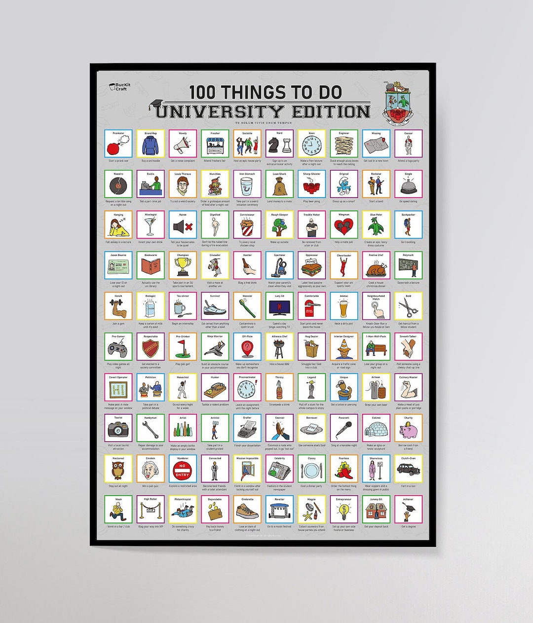 University Bucket List - A2 Scratch Poster | 100 Things to Do Before ...