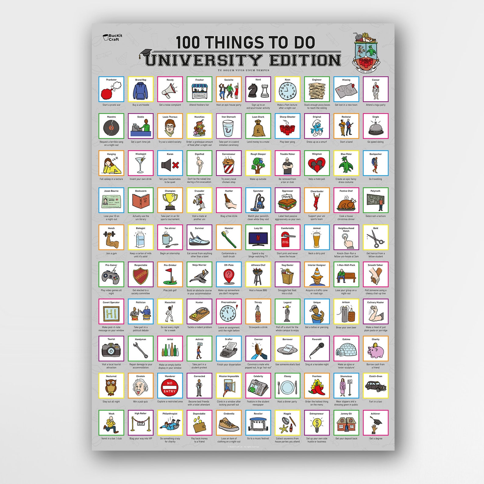 University Bucket List - A2 Scratch Poster | 100 Things to Do Before ...