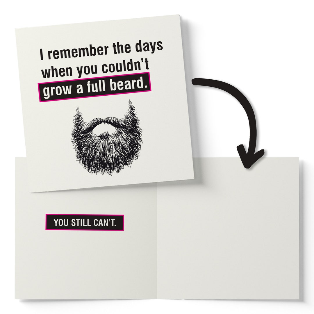 Beard Birthday Card Funny Birthday Card Witty Card Joke Birthday Card ...