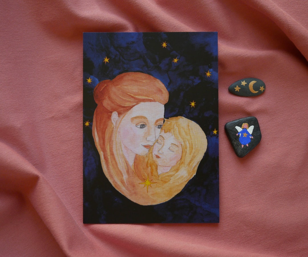 Postcard Mother's Love, Format A6, Watercolor Illustration as Print ...