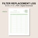 Filter Replacement Log Print | Air, HVAC, Pool | Different Colors ...