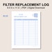 Filter Replacement Log Print | Air, HVAC, Pool | Different Colors ...