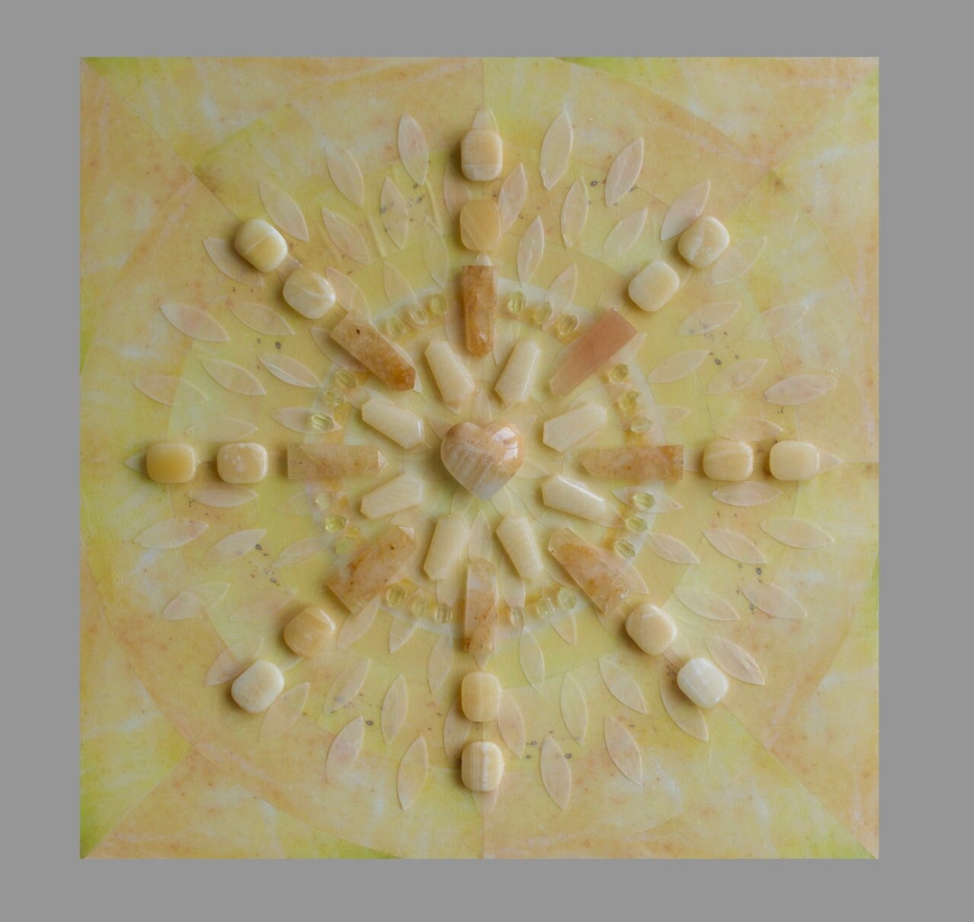 Crystal Grid Art: the Sun Illuminates BEAMING / Crystals on Acrylic and ...