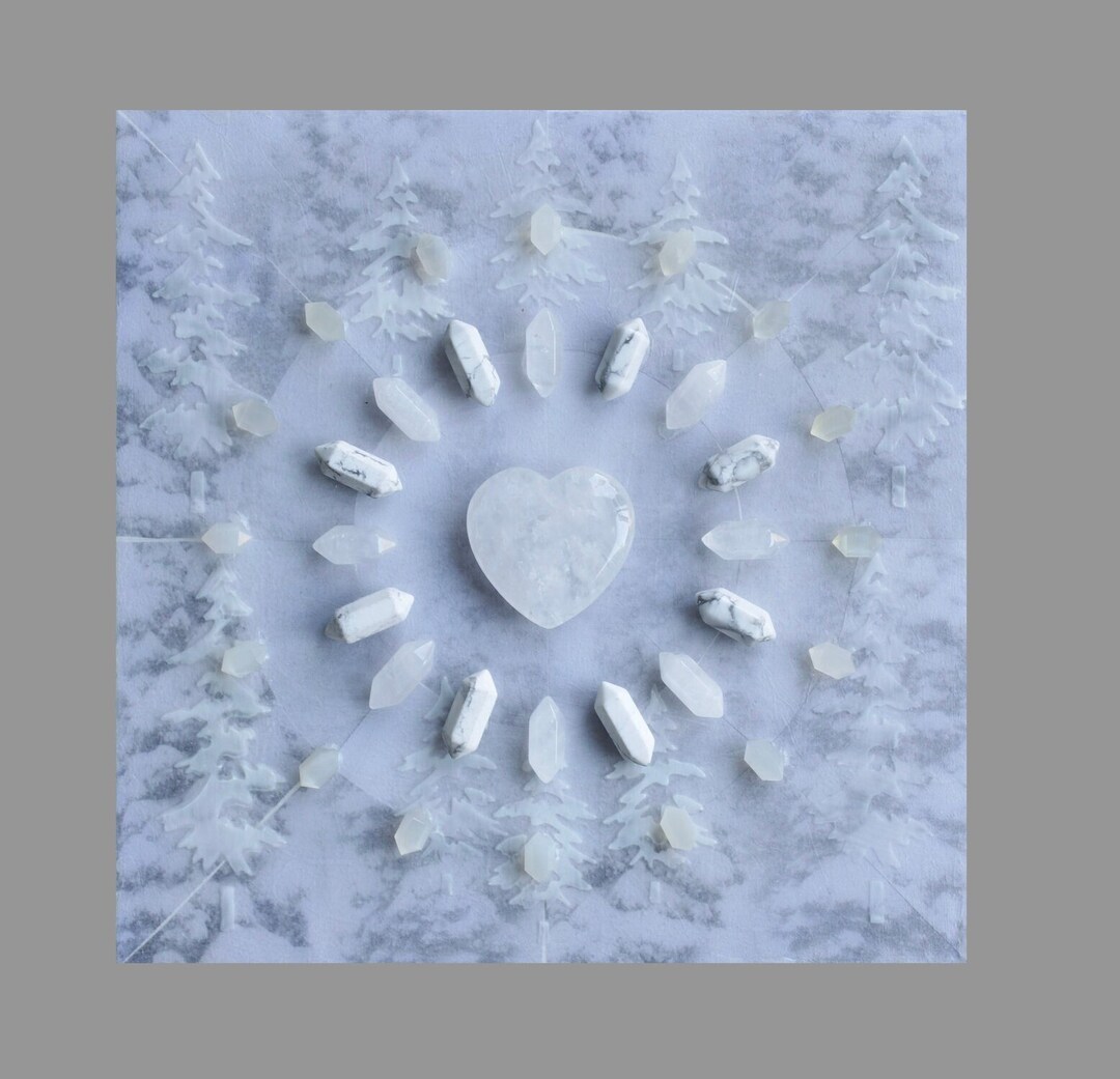 Crystal Grid Art: Winter Landscape PEACE / Crystals on Acrylic and ...